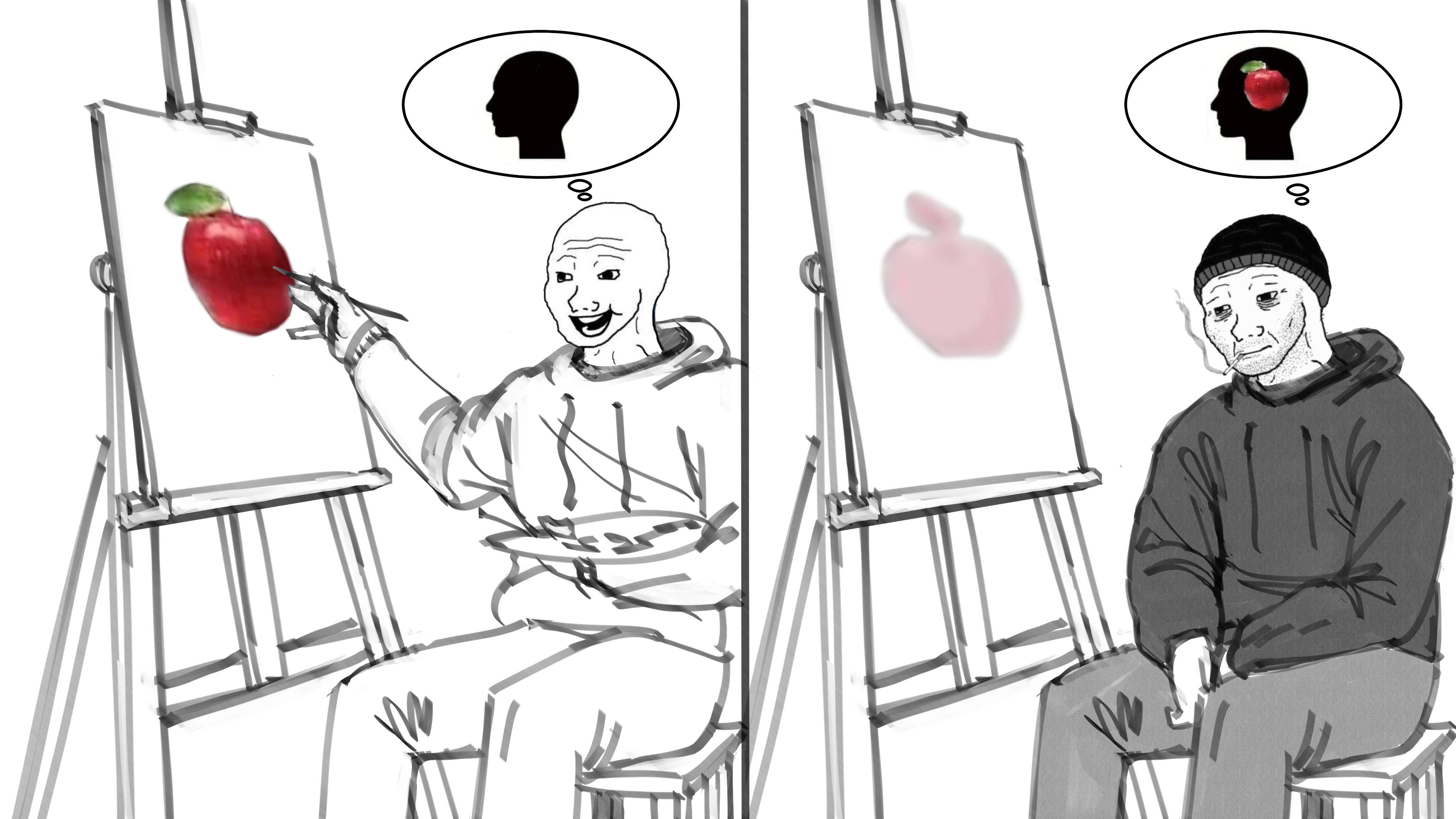 Wojak cannot visualize the apple | Think of an Apple In Your Head ...