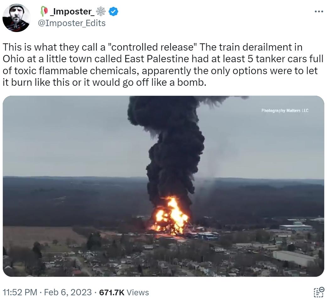 This is what they call a "controlled release" | 2023 Train Derailment ...