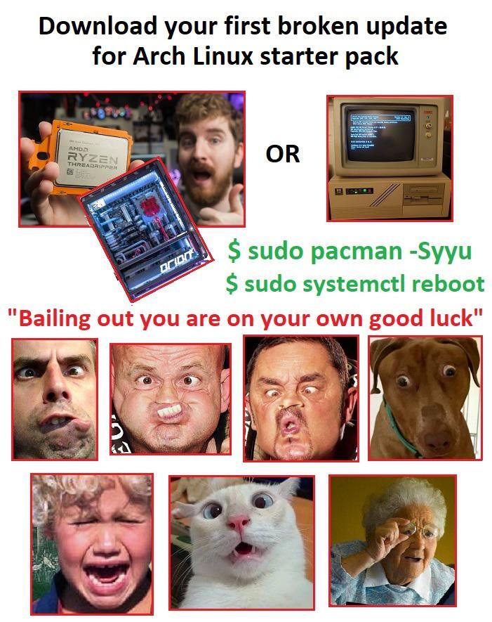 Download your first broken update for Arch Linux starter pack | /r ...