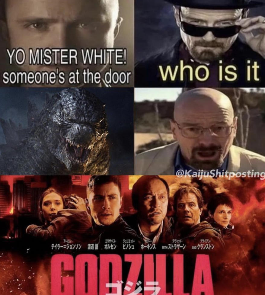 Godzilla at the door | Godzilla | Know Your Meme