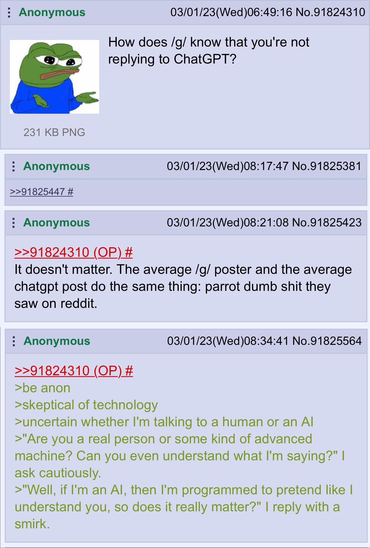 Anon wonders about ChatGPT | /r/Greentext | Greentext Stories | Know ...