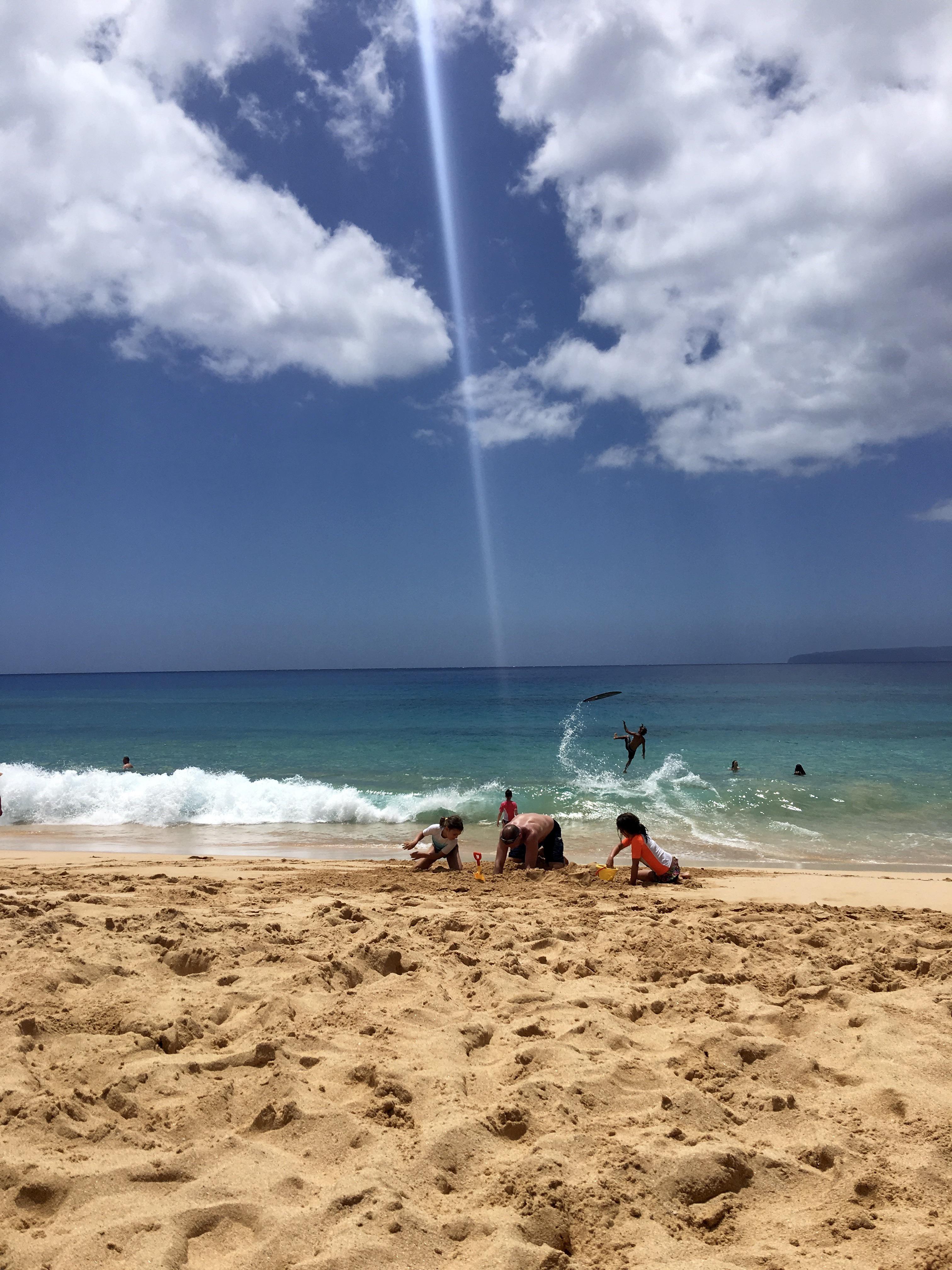Dad and kids making sandcastles. | Blessed Image | Know Your Meme
