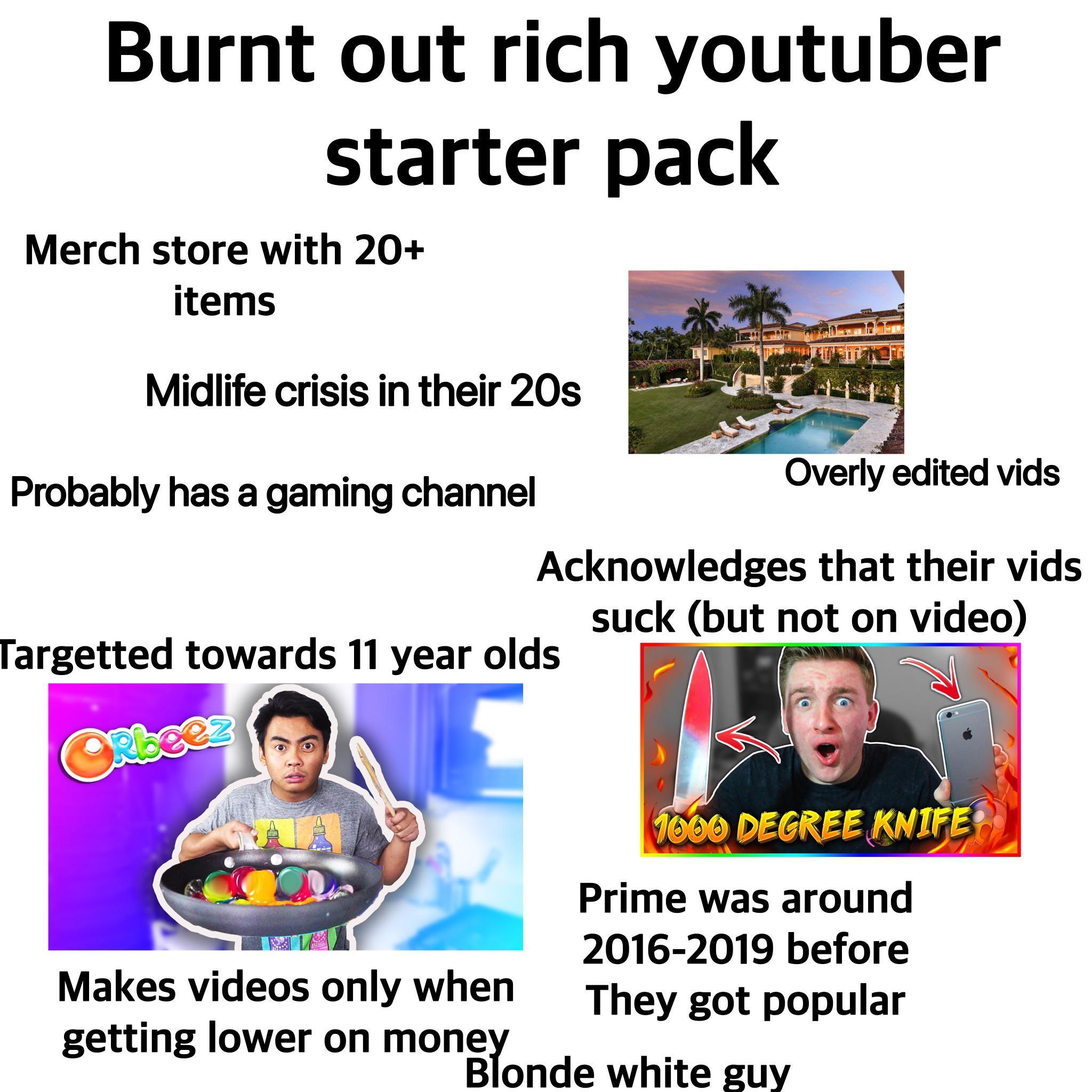 Burnt out rich youtuber starter pack | /r/starterpacks | Starter Packs ...
