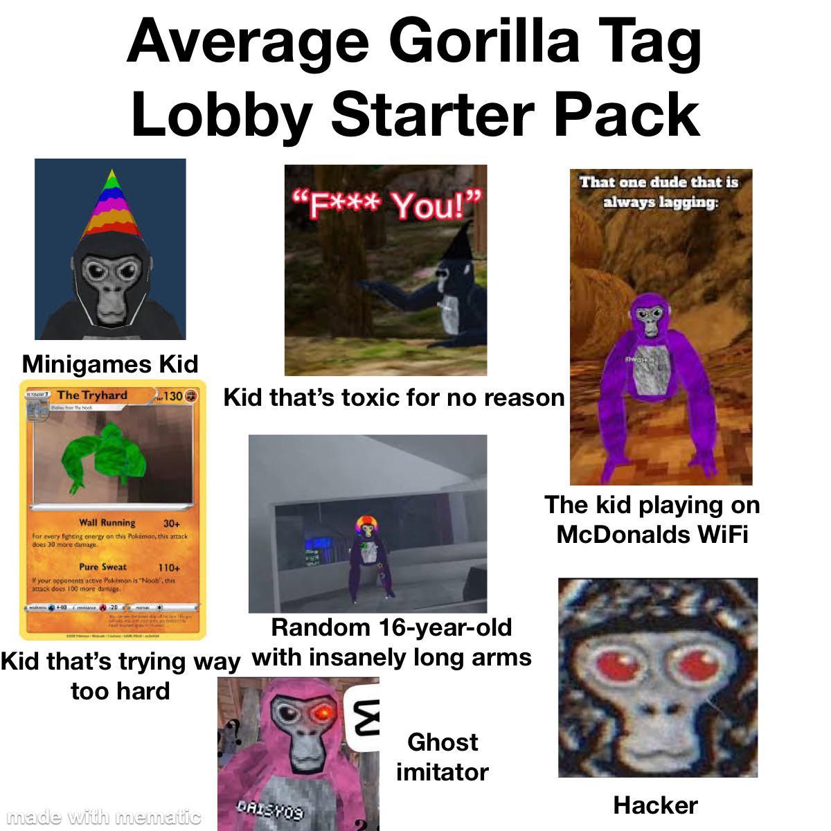 Average Gorilla Tag Lobby Starter Pack | /r/starterpacks | Starter Packs | Know Your Meme