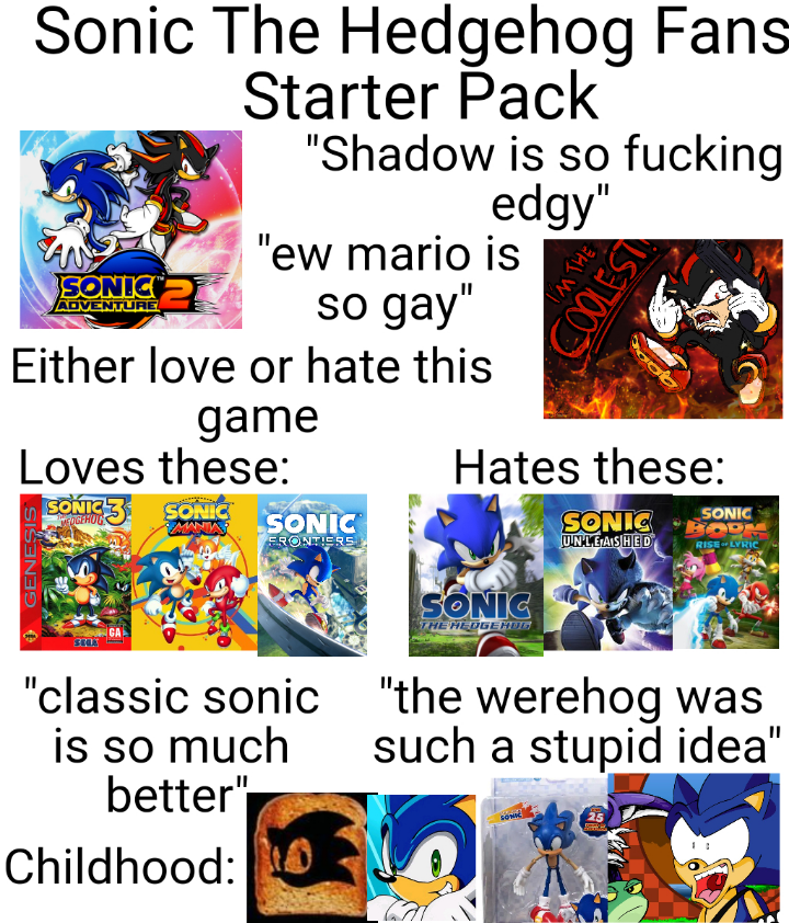 Sonic The Hedgehog Fan Starter Pack | /r/starterpacks | Starter Packs ...
