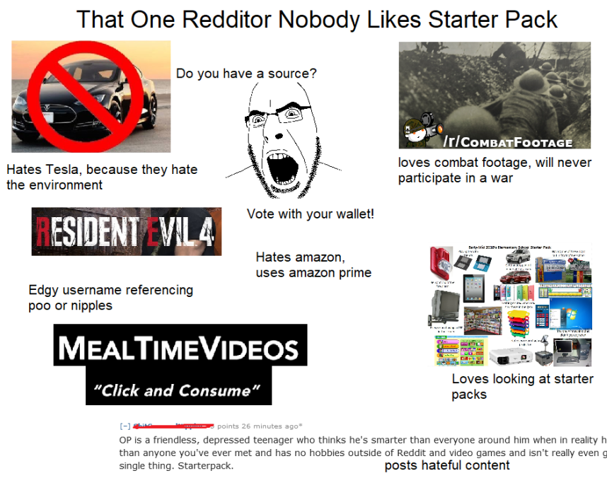 Annoying Redditor Starter Pack | /r/starterpacks | Starter Packs | Know ...