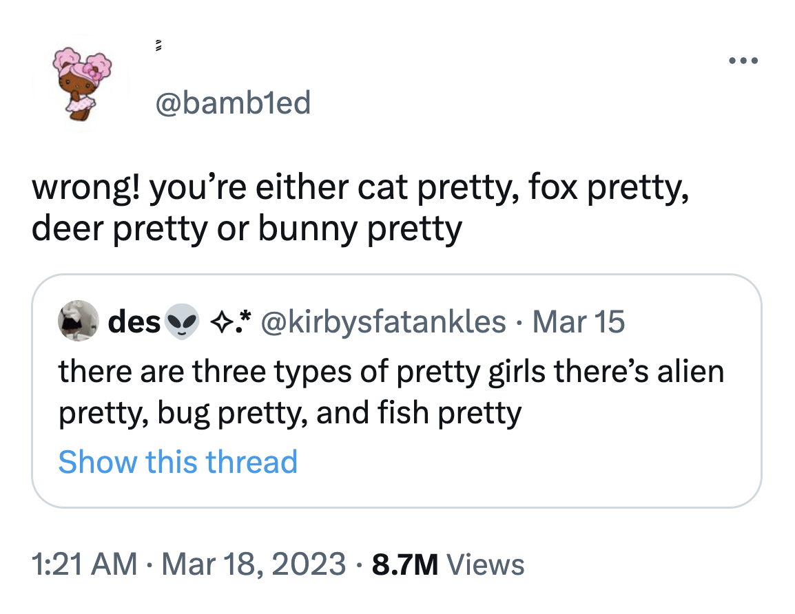 Bunny Pretty, Fox Pretty, Deer Pretty, Cat Pretty (original tweet ...