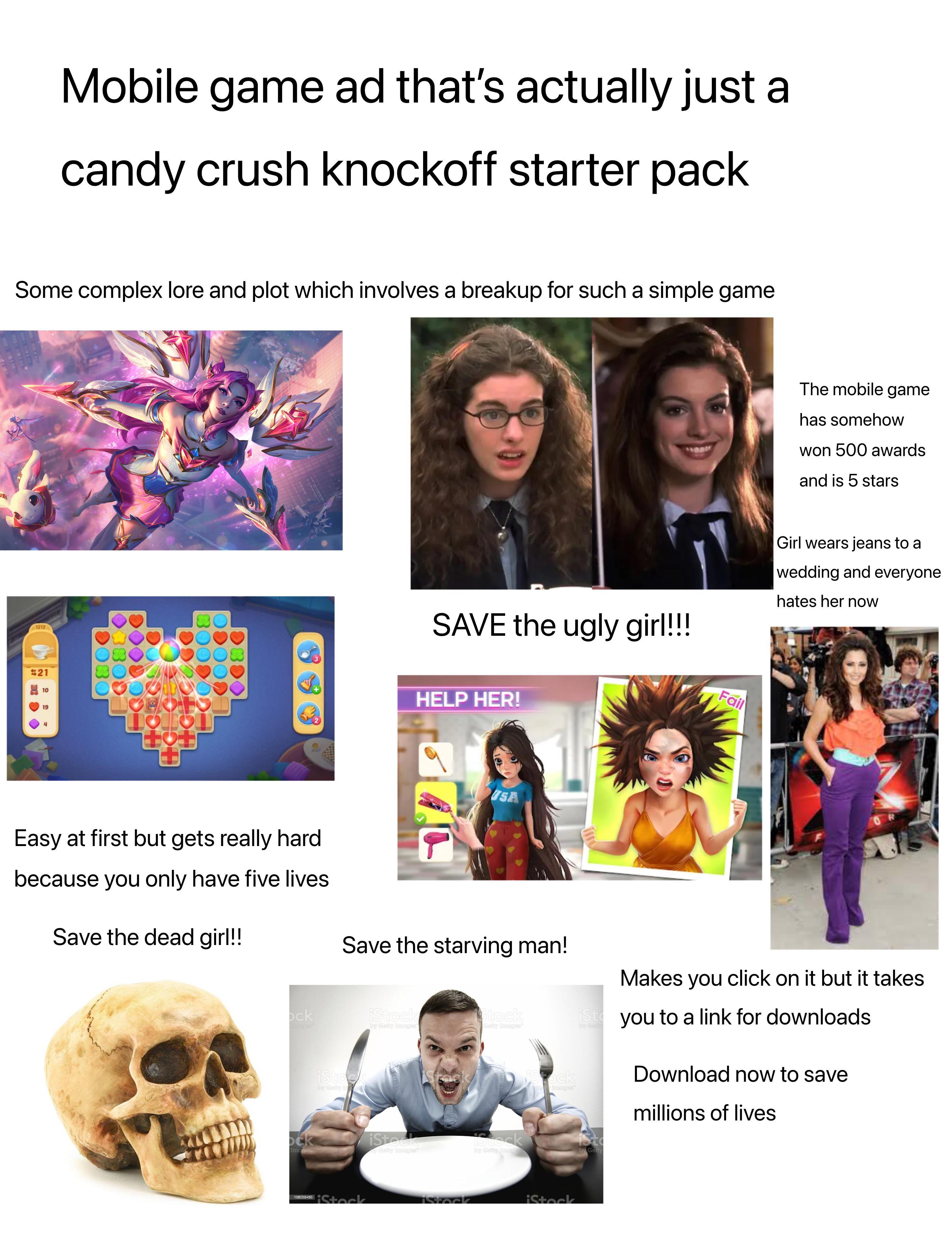 Mobile game ad that’s actually just a candy crush knockoff starter pack ...