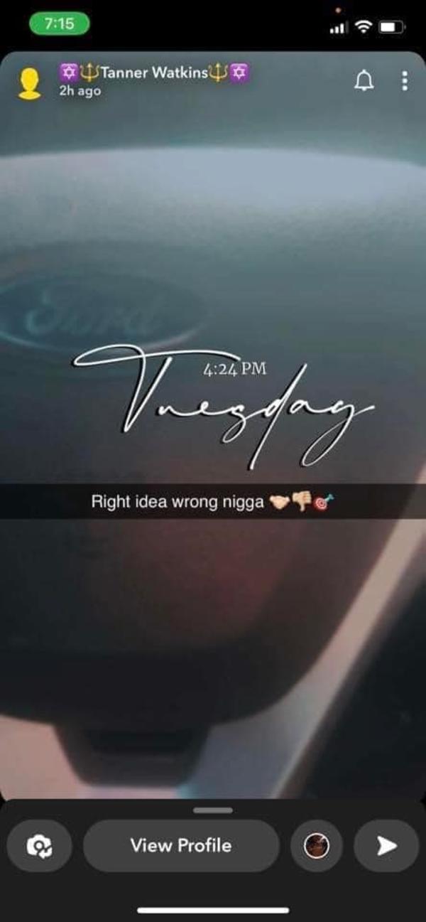 Tanner Watkins' Snapchat Story | Tanner Watkins' Alleged "Facebook ...