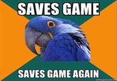 Save game file | save game file again | Paranoid Parrot | Know Your Meme