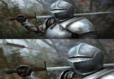 Medieval Knight with Arrow In Eye Slot | Know Your Meme