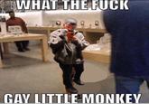 little monkey boy at the apple store; why is he standing like that ...