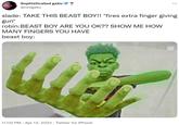 Beast Boy Unedited Photograph | Beast Boy / Guy Holding Up Four Fingers ...