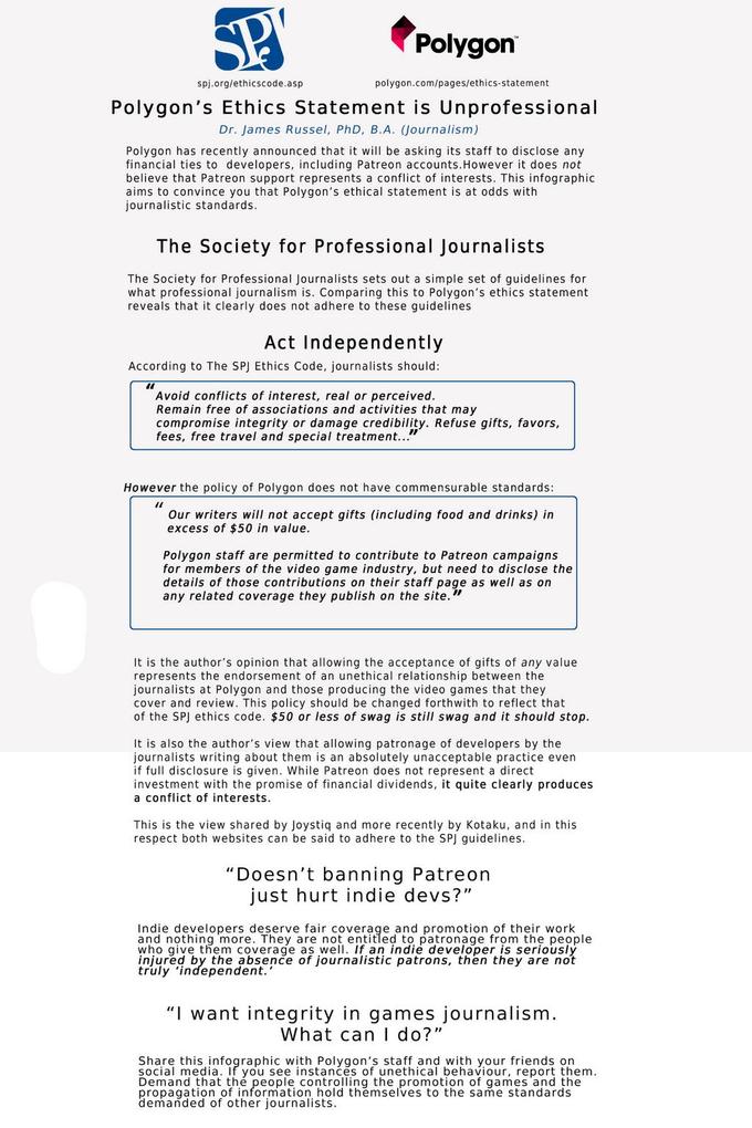 Unprofessional Ethics Statements | Zoë Quinn | Know Your Meme