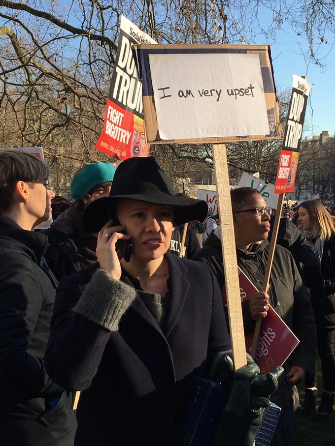 The Most British Picket Sign Ever? | Inauguration of Donald Trump ...