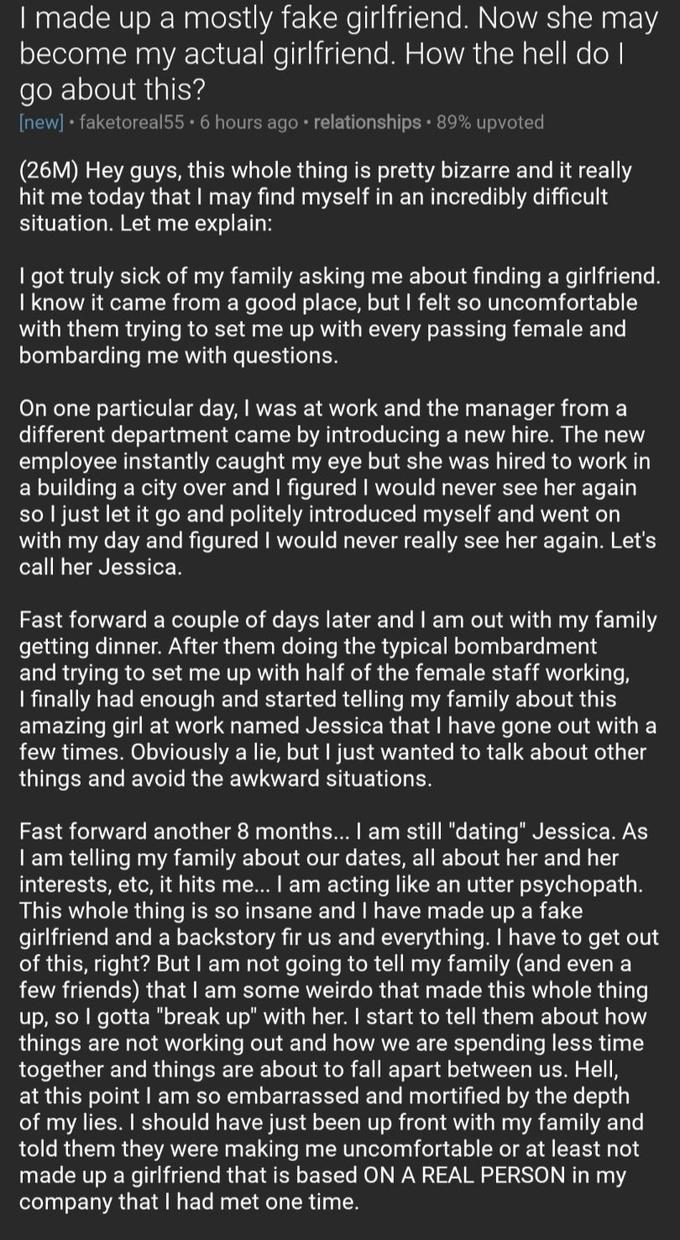 fake girlfriend | /r/Relationships | Know Your Meme