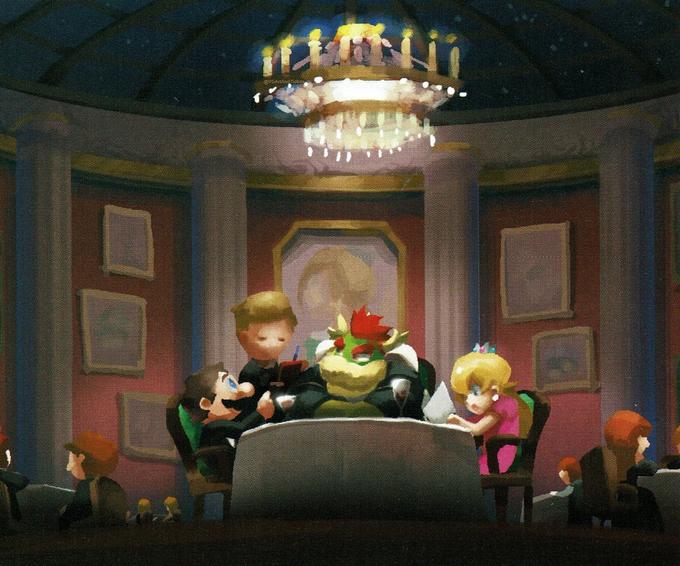 In one of Mario Odyssey's concept art: Mario, Bowser and Peach are all ...