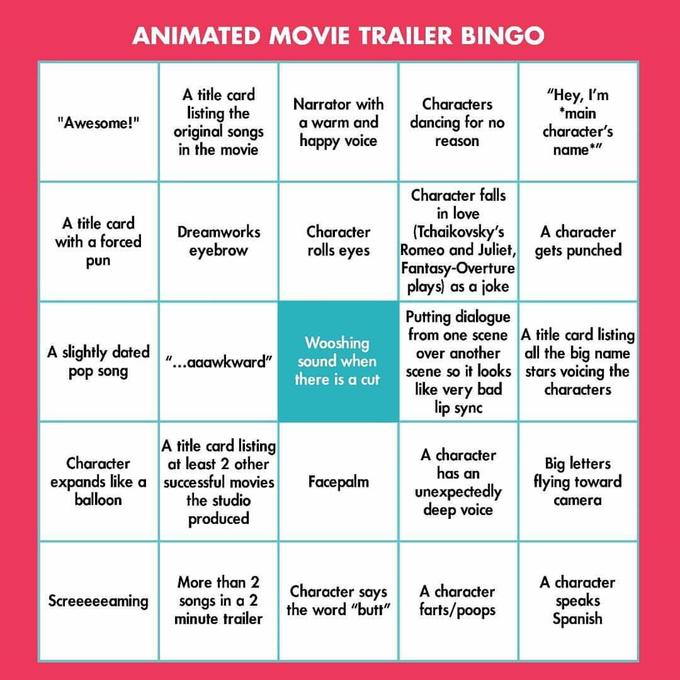 Animated Movies Clichés Bingo | Custom Bingo Cards | Know Your Meme