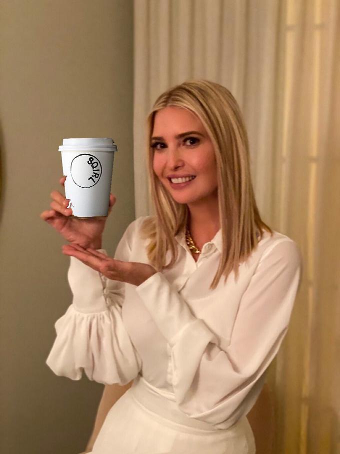 Sqirl Coffee Cup | Ivanka Trump Holding Goya Beans Can | Know Your Meme