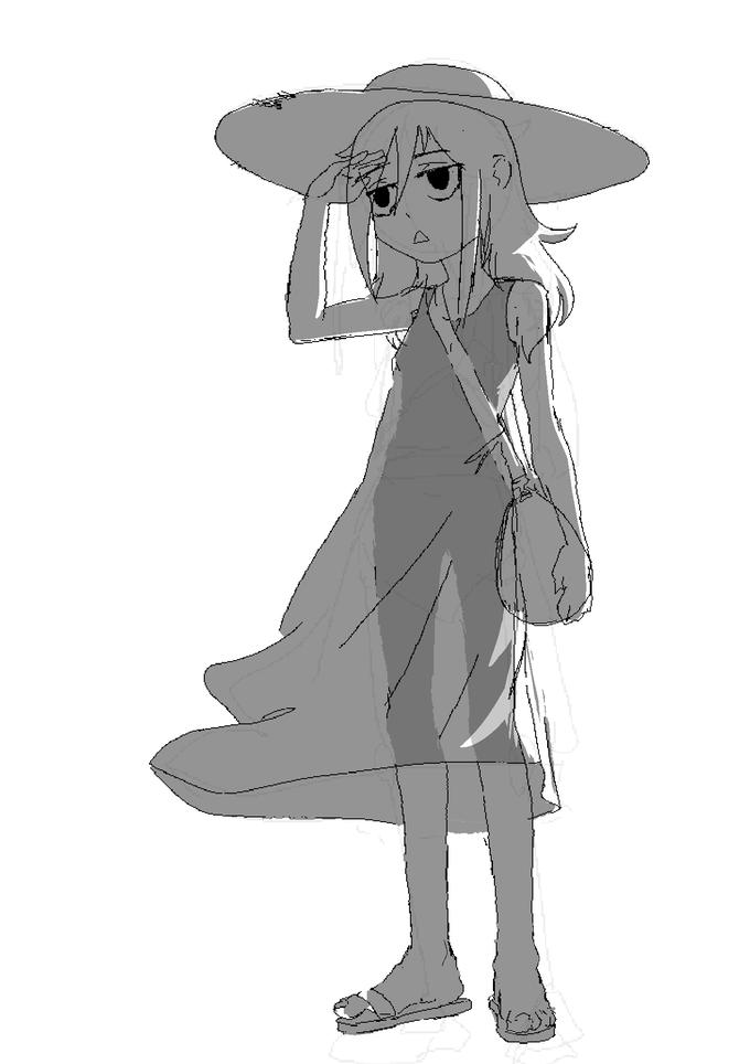 Tomoko in beach outfit by Death by Lolis | Know Your Meme