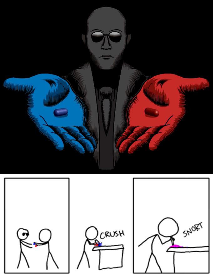 Taking The Blue Pill And Red Pill Template Snorting The Blue Pill And 