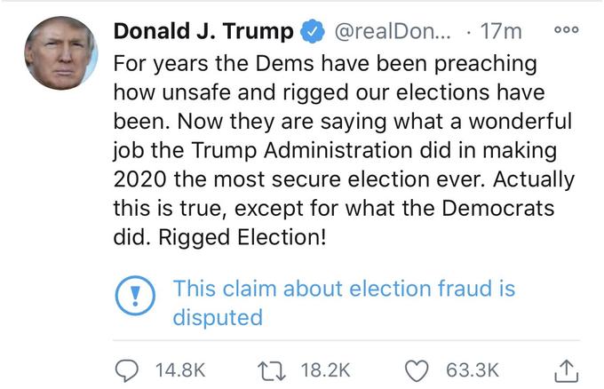 "This was the most secure election ever thanks to me, but it was also ...