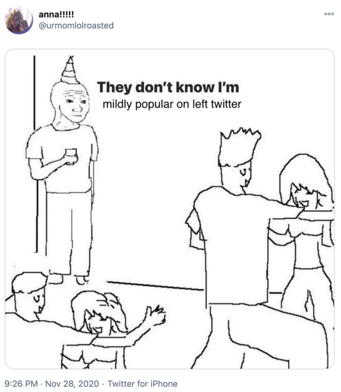 They Don t Know I m Mildly Popular On Left Twitter I Wish I Was At They Don t Know I m Mildly Popular On Left Twitter I Wish I Was At