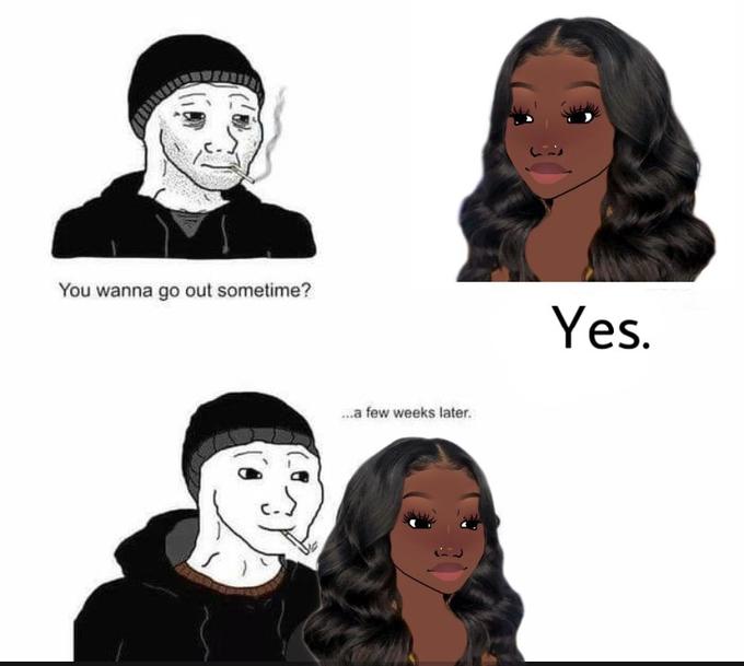 Wanna Go Out Sometime? | Black Wojaks | Know Your Meme