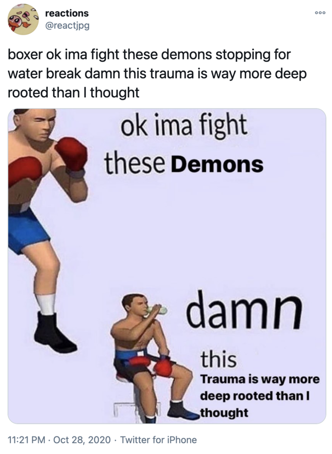 Boxer Ok Ima Fight These Demons Stopping For Water Break Damn This 