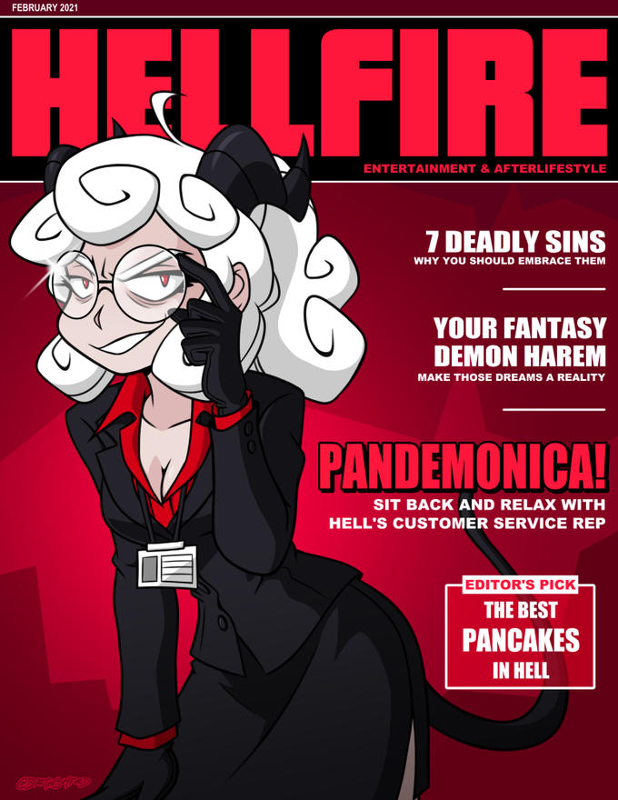 "February's second Patreon cover girl is Pandemonica, The Tired Demon from Helltaker!" by Darth ...