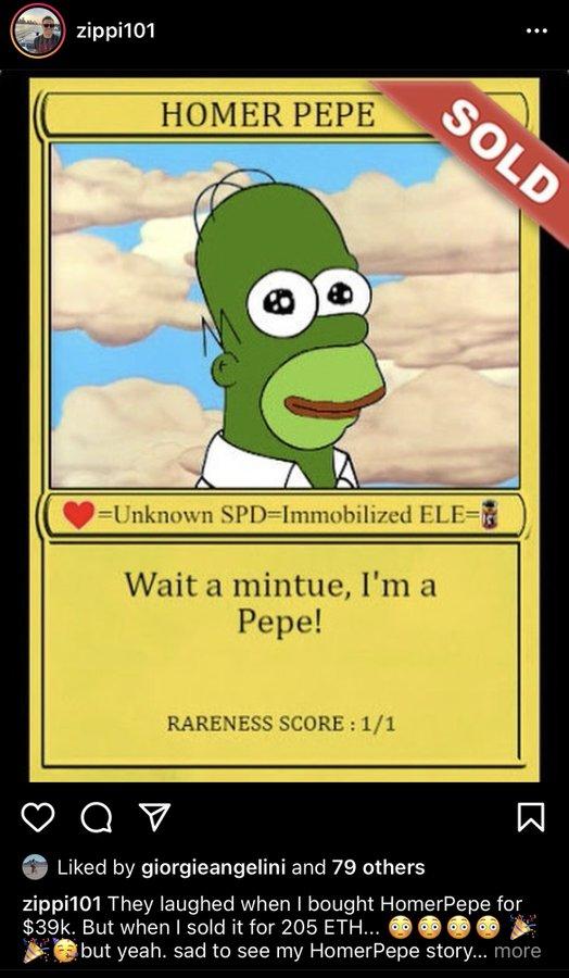 Homer Simpson Rare Pepe NFT Crypto Art Sells For Over $312,000 ... Homer Simpson Rare Pepe NFT Crypto Art Sells For Over $312,000 ...