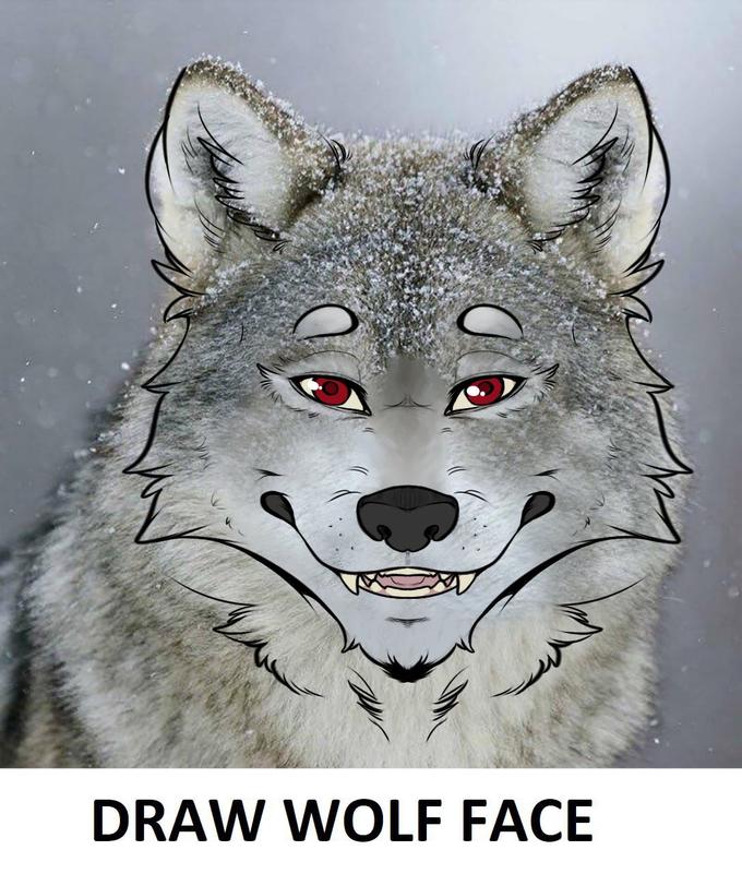 Took a little break from drawing mud horse to draw a quick wolf face ...