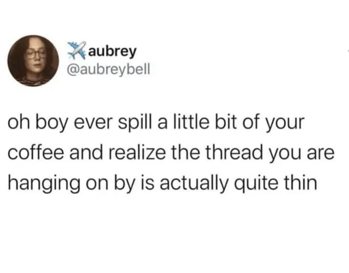 hanging by a thread | Twitter / X | Know Your Meme