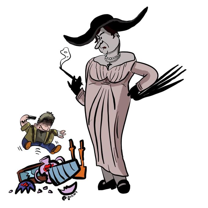 Soviet Karlsson-on-the-Roof Ethan Winters and Miss Bock Lady Dimitrescu ...