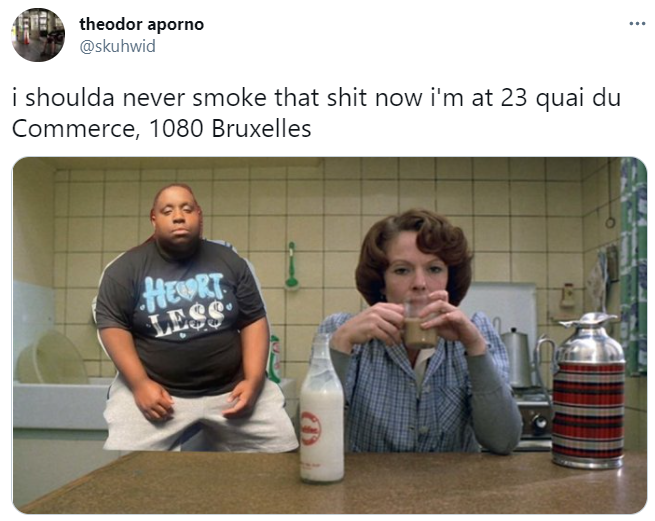 I Shoulda Never Smoke That Shit Now I m At 23 Quai Du Commerce 1080 Bruxelles I Shoulda Never