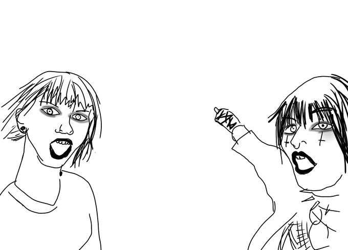Two Goth Girls Pointing Wojak Template | Two Soyjaks Pointing | Know ...