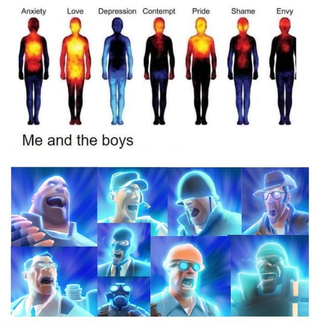 TF2 Me and the Boys Emotion Blue | Team Fortress 2 | Know Your Meme
