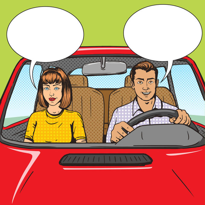 Couple In A Red Car Speech Bubble Version Original Stock Image By 
