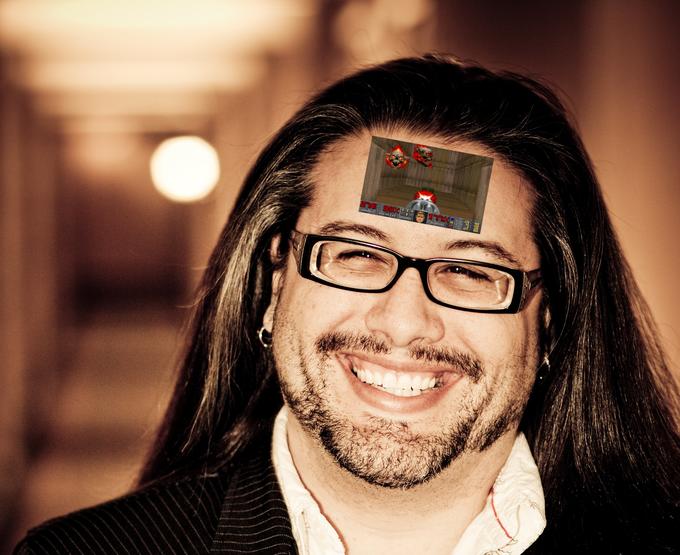 DOOM... on John Romero's forehead. | It Runs Doom | Know Your Meme