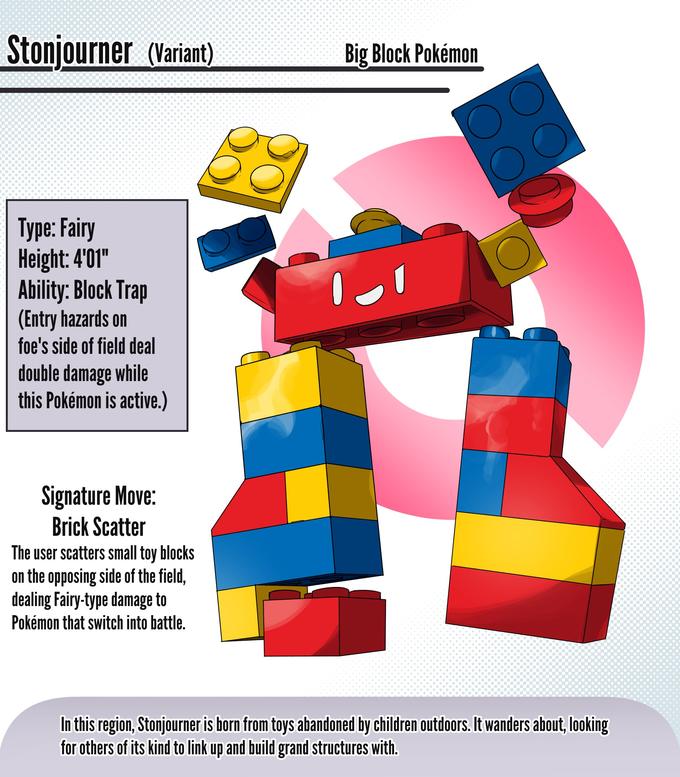 A regional variant of Stonjourner based on LEGO bricks, a Fairy-type ...