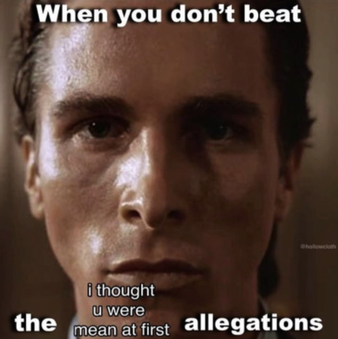 When You Beat The Allegations Meme Template Printable Word Searches