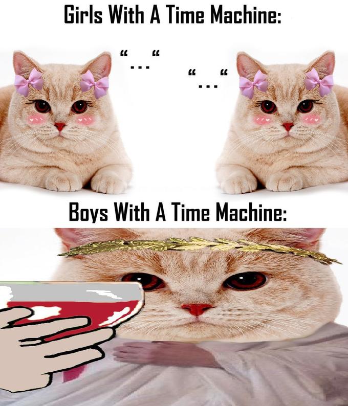 Gigacat with time machine | Gigacat | Know Your Meme