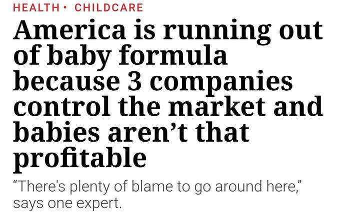 America is running out of baby formula because 3 companies control the ...