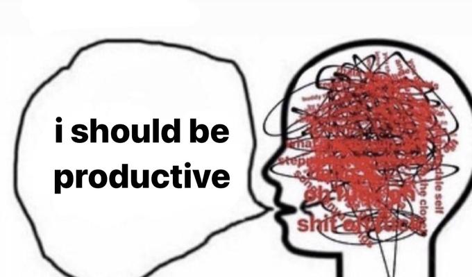 scribble thoughts "I should be productive" | Clever Thoughts | Know Your Meme