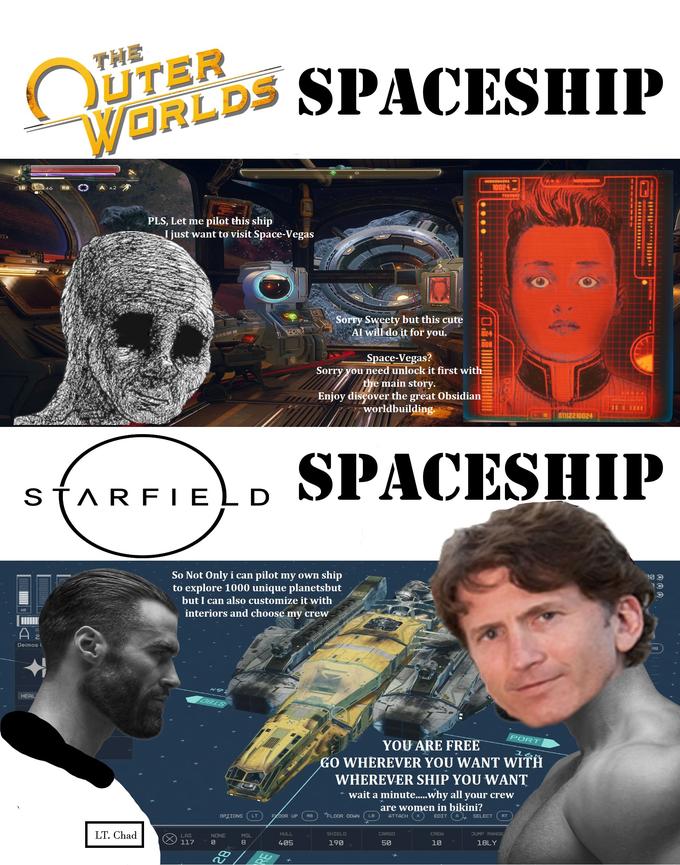 The Outer Worlds Spaceship vs. Starfield Spaceship | Know Your Meme