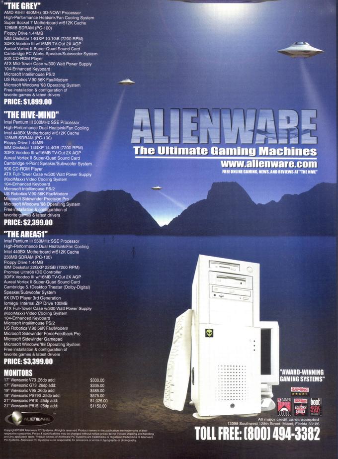 Printed advertisement from 1999 for Alienware computers | Know Your Meme
