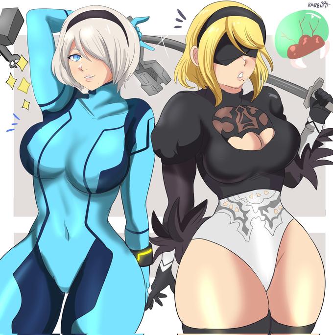2B & Samus Swap clothes | Crossover | Know Your Meme