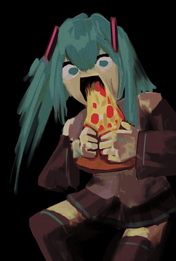 Hatsune Miku Devouring a Pizza Slice | Saturn Devouring His Son | Know ...