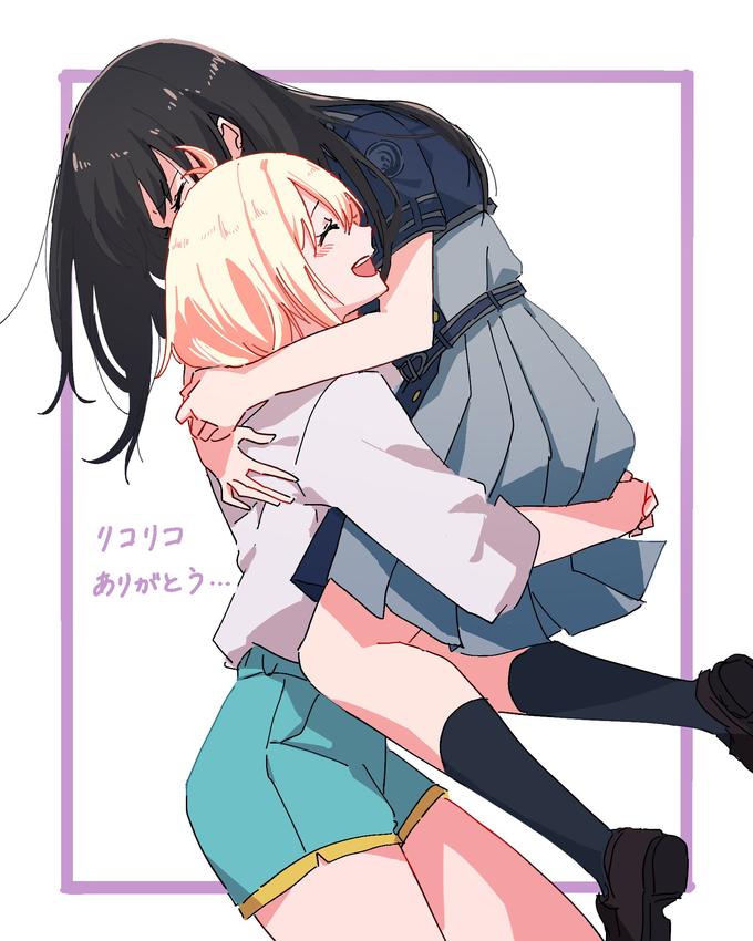 Chisato hugging Takina by みむし | Lycoris Recoil | Know Your Meme