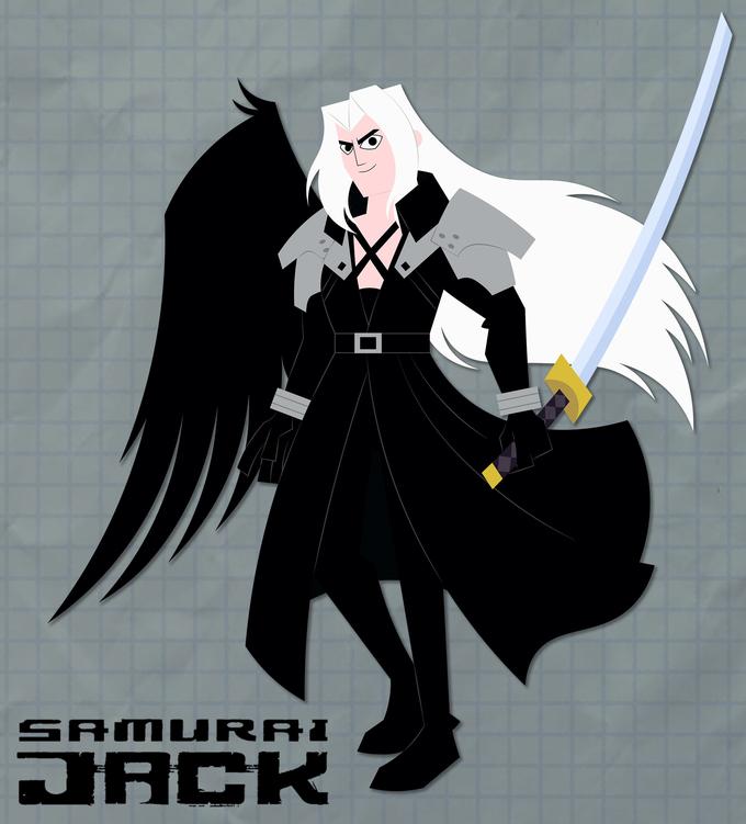 Here's Sephiroth (Final Fantasy VII) in the style of Samurai Jack ...
